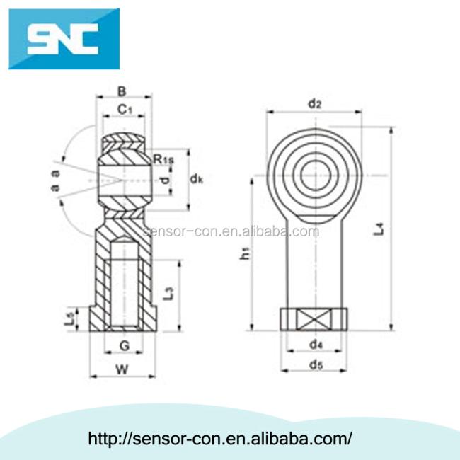 SC516AA S type load cell accessory, eye rod end bearing, thread rod end joint bearing