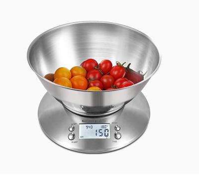 China ROUND Design Kitchen Scale 5kg 1g Capacity Battery Powered and Bowl Included for Precise Measurements for sale