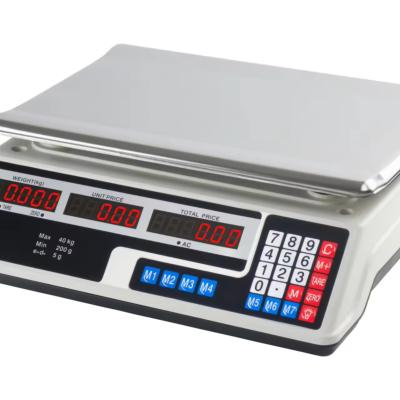China Accurate Food Weight Measurement Battery Powered Rectangle Electronic LCD Display Weighing Scale 40 kg with 1g Division for sale