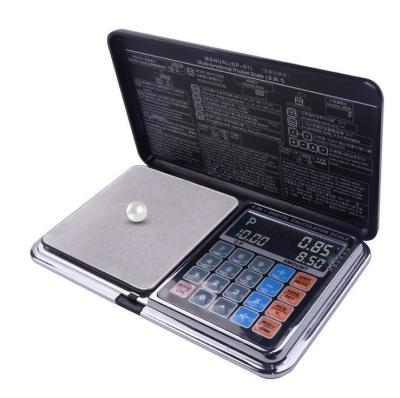 China 0.01g High Accuracy Jewelry Scale with Counting Function Blue Screen Display and Clock Temperature Digital Pocket Scale for sale