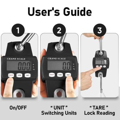 China Aço inoxidável 300KG balança de gancho digital com LCD LED Display manual girável OEM personalizável à venda