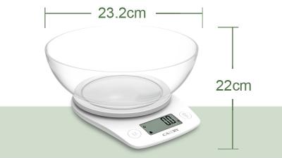 Cina Bilancia da cucina personalizzata OEM con ciotola per cottura al forno 5kg/11lb Display LCD Dimensioni 58x27mm Plastica Unità multiple in vendita