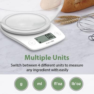 Cina Bilancia da cucina personalizzata OEM con ciotola per cottura al forno 5kg/11lb Display LCD Dimensioni 58x27mm Plastica Unità multiple in vendita