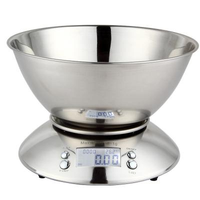 China Electronic Stainless Steel Kitchen Scale 1g Bowl Scale Temperature Function Peel Fruit/Baking Weighing Features Battery Powered for sale