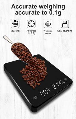 China LED Display Kitchen Scale with Touch Screen Timer Function and Customized OEM Product weight 298g Digital Coffee Scale for sale