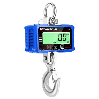 China Aluminum Shell Stainless Steel 2-Ton Digital Crane Scale with Battery Powered Remote Control LCD Backlight Orange Blue for sale