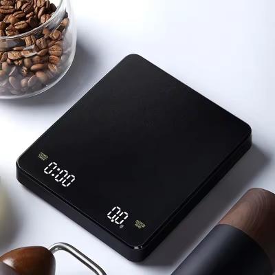 China Digital Kitchen Scale LED Hidden Screen Battery Powered Timer Easy Read Weight Measuring Coffee Scale 3kg/0.1g with Timer for sale