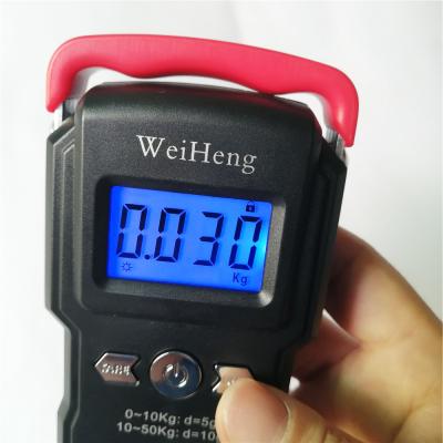 China Balanza digital electrónica para equipaje WH-A23, 50 kg, con precisión de 10 g y alimentación por batería de Weiheng en venta