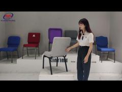 Red Padded Church Auditorium Chairs With Back Pocket Iron Frame Material