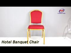 Aluminum Hotel Banquet Chair Round Back Gold Burgundy For Party Hall