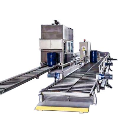 China 200L 1-nozzle Drum Fully Automatic Lubricant Oil Chemical Liquid Filling Capping Palletizing Machine Filler for sale