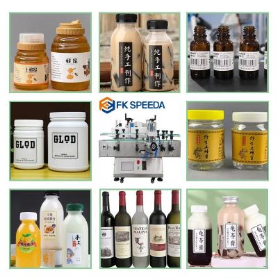 Cina Etichettatura FK605 Tavolo automatico flacone di olio essenziale bicchiere di vetro Bottiglia di plastica rotonda Macchina di etichettatura con codificatore di data in vendita