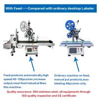 China Desktop Automatic Flat Labeling Machine 40-120pcs/min 220V for Cards Envelope Plastic Bags for sale