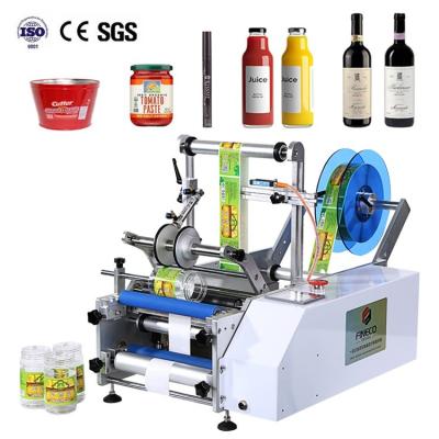 China Semi-automatische ronde flessen etiketteringsmachine voor het omwikkelen van etikettering van honingjam pot Te koop