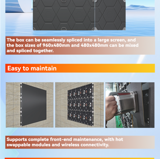 LED screen showing color uniformity test