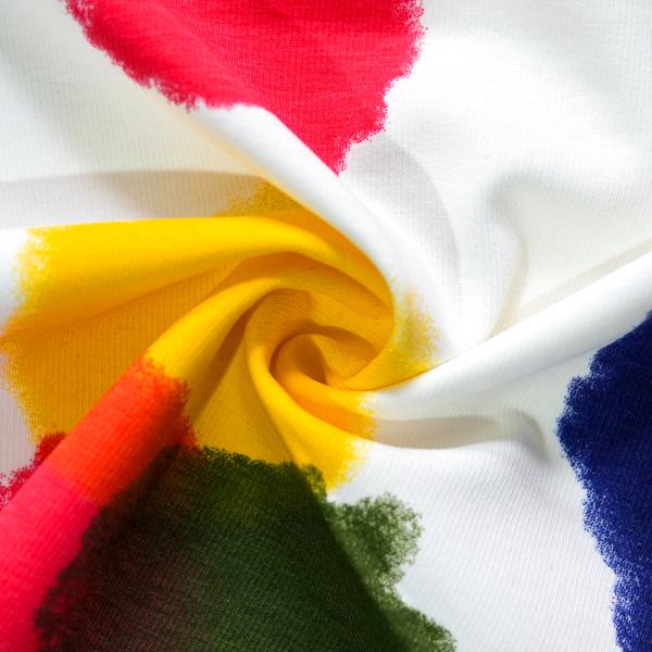Quality Knitted Colorful Printed Fabric Medium Weight 100% Polyester Garment Fabrics for sale