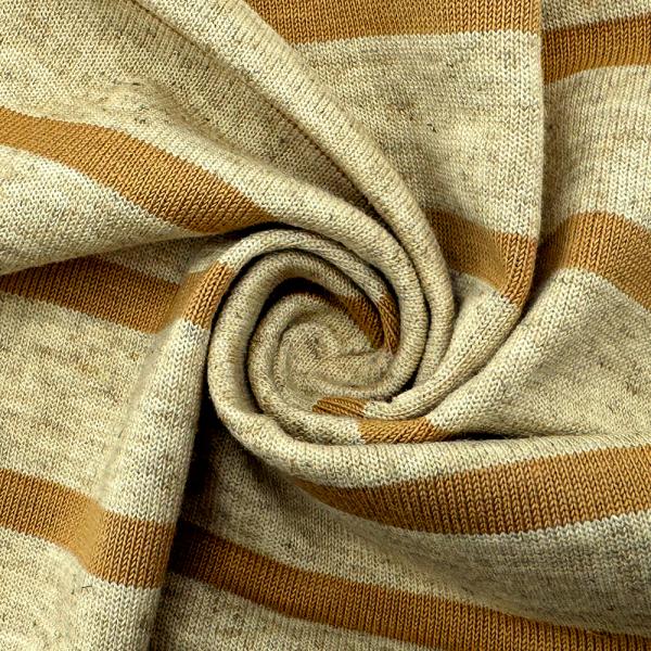 Quality Organic Stripe Linen Fabric 22% Linen 78% Cotton Knitted Tweed Fabric for sale