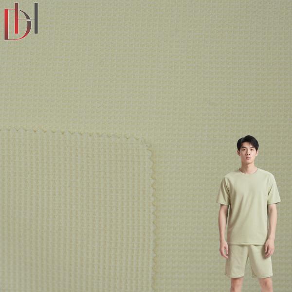 Quality 65% Polyester 35% Cotton 250gsm Polo Shirt Fabric Organic Cotton Waffle Fabric Combed Yarn for sale