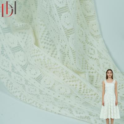 China 65% Cotton 35% Polyester Hollow Jacquard Mesh Knit Fabric 150cm 200g For Summer Dress for sale
