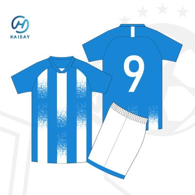 Uniforme personalizzate di squadra di calcio schiena / nome blu posizionamento disegni professionali