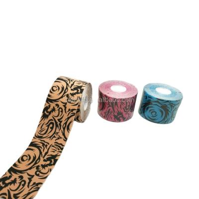 China Hot Selling Cotton Kinesiology Sport Tape For Reduce Muscle Pain Tattoo Design 5CM*5M for sale