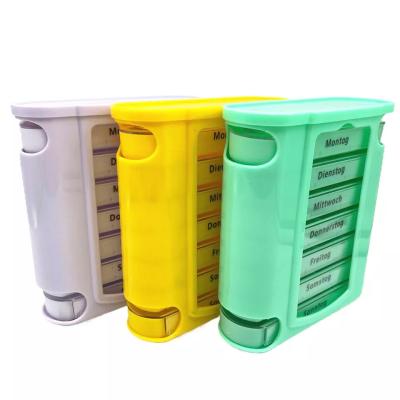 Cina Settimanale 28 Compartimento Pill Storage Pill colore arcobaleno 7 giorni Portatore cassetto a forma di custodia di medicina plastica in vendita