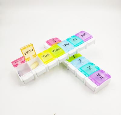 China Amazon hot sell Weekly Pill Organizer Travel Portable Pill Cases  Daily Pill Box 7 Compartments to Hold Vitamin Fish oil for sale