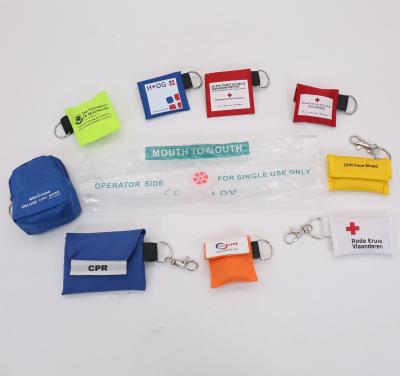 China CPR Training Gift  Emergency CPR Mask First Aid CPR  Keychain Face Shield Pouch for sale