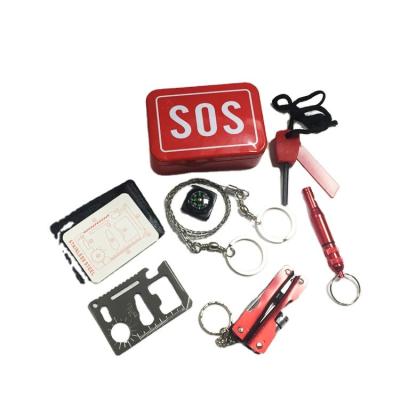 China SOS outdoor Multi tool tin metal case camping survival Kit 8 Pieces set survival tools for sale