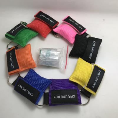 China Mini Cpr Barrier Mask Keychain Face Shield Nylon Bag Mouth To Mouth Personalized 20x30cm for sale