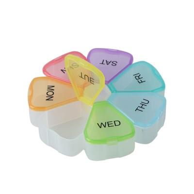China Flower shape 7 Day Pill Box with Separate Compartments Pill Case to Hold Medication/Vitamins/Fish Oil and Supplements for sale