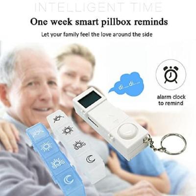 China Promotion reminder timer lock dispenser box timing alarm travel for self-timer weekly organizer electronics pill box 7 day for sale