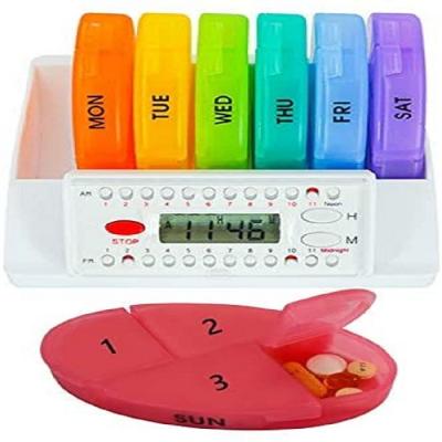 China New design timer bottle organizer electronics lock timing medication box dispenser 4 Times a Day x 7 Day electronic pill for sale