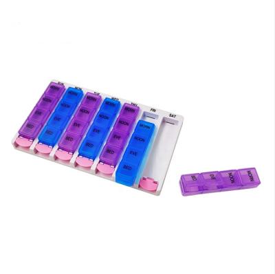 China Weekly pill box 28 pill storage cases smart pill box organizers 4 cases MORN NOON EVE BED  detach button medicine case for sale