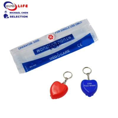 China Wholesale first aid CPR face shield keychain life key chain CPR CE Heart shape for sale