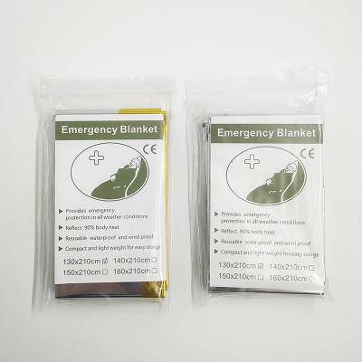 China Emergency Blanket 160x210cm PET Film Gold Silver Survival First Aid for sale
