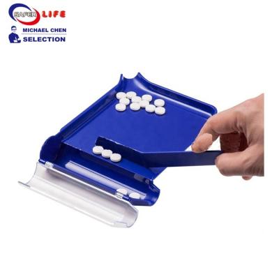 China Blue PP Pill Counting Tray with Spatula for Hand Use for sale