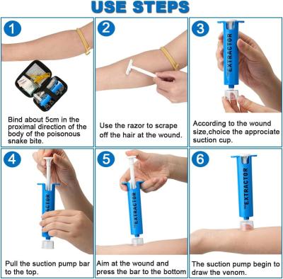 China Portable EVA First Aid Kit with Zipper Closure and Four Extraction Cup Sizes for Snake Bites and Bee Stings for sale