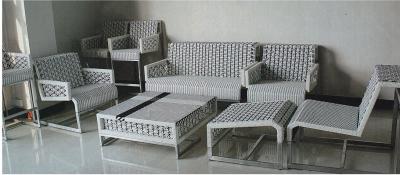 China 9pcs Stainless steel metal base rattan aluminum sofa bar chair collection  --9183 for sale
