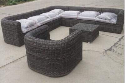China 9 piece -L shaped backyard causual wicker rattan sofa set with club chair -16097 for sale