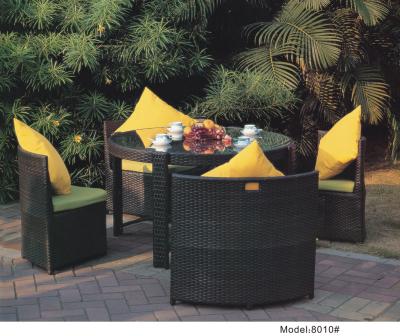 China Full Round White wicker rattan PE garden dining set-8010 for sale