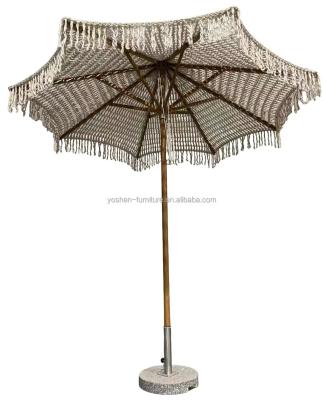 Chine 9 pieds Nouveau design parapluie de plage tissée personnalisée Coton corde Macrame parasols frottis faits à la main parapluie de canopée tissée à vendre