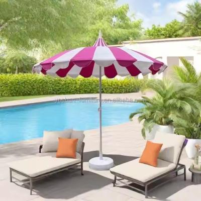 China 8.5 ft Stainless Steel Pole Pagoda Umbrella Patio Fiberglass Rib Beach Umbrella Red and White Pagoda Umbrella for sale