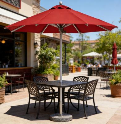 China 8ft Polyester Waterproof Red Parasol Cover Middle Pole Aluminum Patio Umbrella Outdoor Picnic Umbrella for sale