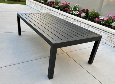 China 84-Inch Modern Minimalist Black Slat Rectangular Aluminum Coffee Table for Lounge Sofa Area for sale