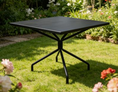 China 31inch Solid Rectangular  All-Weather Aluminum Outdoor Table with Geometric Leg Design for Hotel Resort for sale