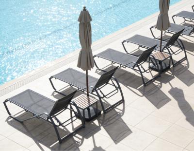 China Aluminum Frame  Sling Textline Fabric Swimming Pool Side Sunbed Day Bed Sun Lounger for sale