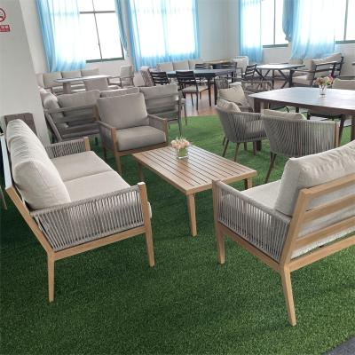Cina Mobili da giardino per l'aria aperta Set divano in rattan in alluminio Set divano per il tempo libero Tavolo da tè Set da cena in vendita