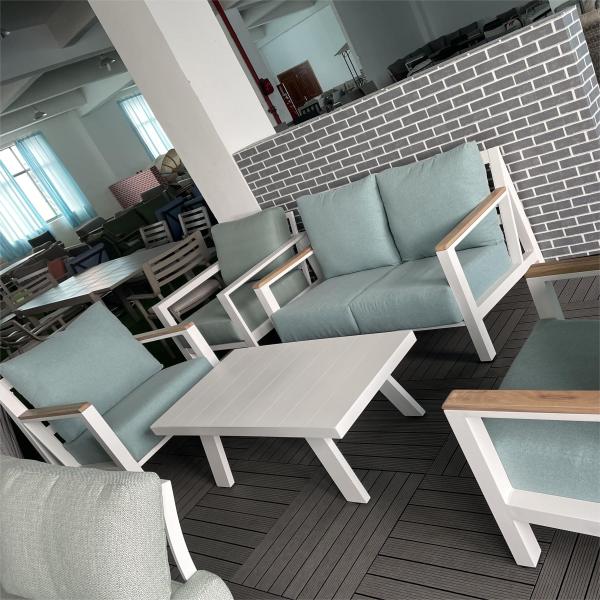 Quality Outdoor Garden Furniture Aluminum Rattan Sofa Set for Luxury Table Teapoy Bistro for sale