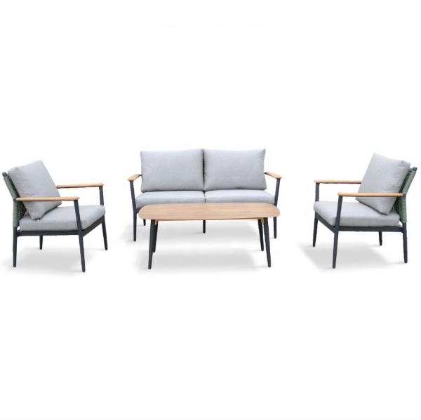 Quality Customized Color Aluminum Rattan Sofa Set Luxury Table Bistro Set for Gargen for sale
